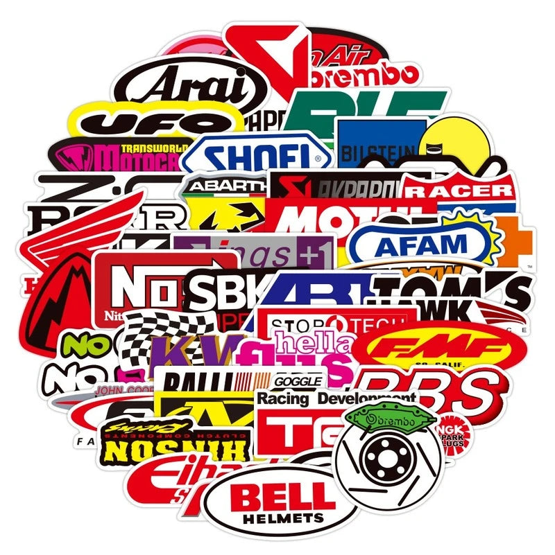 Racing & Car Modification Sticker Pack (50 Pcs) – Campnsea