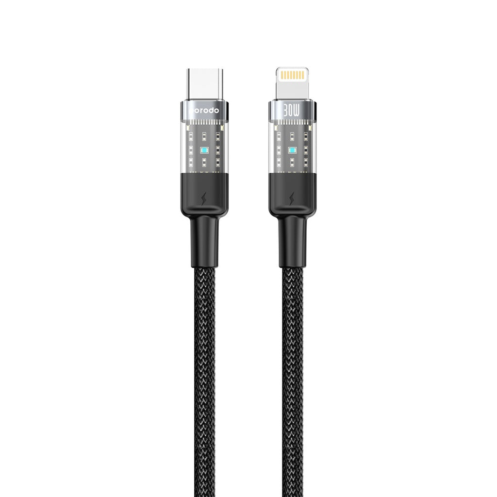 Porodo Braided Cable Transparent USB-C To Lightning Fast Charge & Data ...