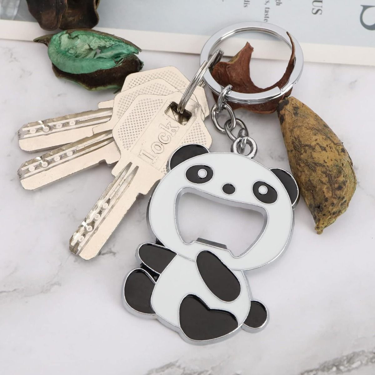 Vroom Car Keychain With Metal Opener- Panda – Campnsea