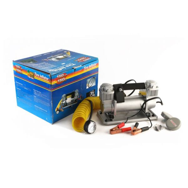 Camel H.D Air Compressor 12V, 2 Cyl 150Psi 1.8M Hose – Campnsea