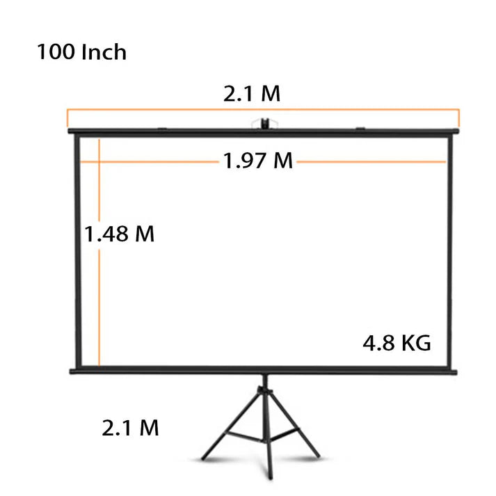 Crony 150”projector screen with stand Portable Foldable Projection Mov ...