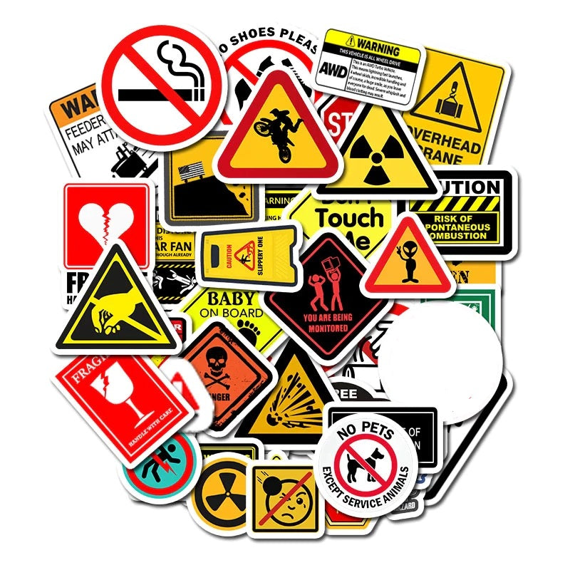Warning Hazard Sticker Pack (50 Pcs) – Campnsea