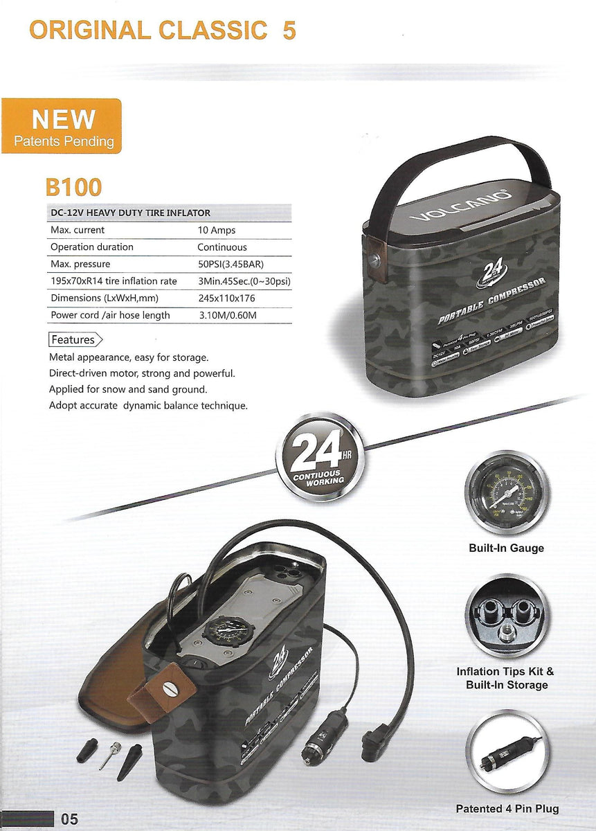 Volcano - 12V / 100 PSI Mini Air Compressor (B100) – Campnsea